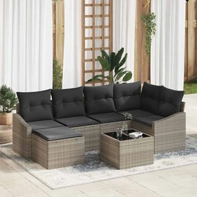 Set pohovek 7 ks Světle šedá polyratan 3346802