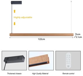 Immax NEO 07303L - LED Stm lustr na lanku MADEIRA 26W/230V Wi-Fi Tuya 122 cm dub