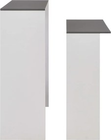Barový stůl se 2 stolními deskami bílý a šedý 130 x 40 x 120 cm 280221