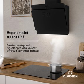 Klarstein Aurica 60, digestoř, 60 cm, nástěnná, 620 m³/h, LED, dotykové ovládání, sklo, černá