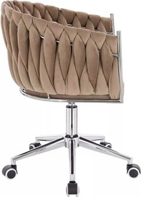 LuxuryForm DESIGN Židle NORDEN VELUR na stříbrné podstavě s kolečky - latte