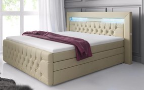 K&M postele Boxspring postel SONNO s úložným prostorem, LED a USB Velikost postele: 140 × 200 cm, Výběr matrace: Taštičková zónová matrace - měkká (7…