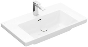 Villeroy & Boch Subway 3.0 - Umyvadlo 80x47 cm, s přepadem, otvor pro baterii, CeramicPlus, alpská bílá 4A7080R1