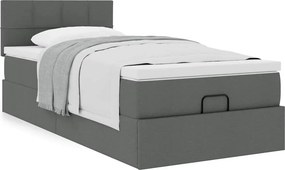 Osmanský rám postele s matrací tmavě šedá 100x200cm textil 3311436