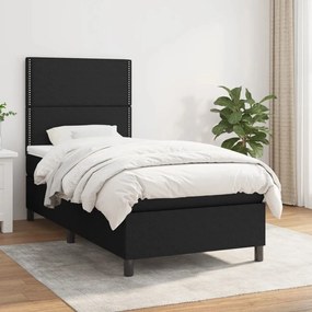 vidaXL Box spring postel s matrací 90x200 cm textil [3141670] Barva: Černá