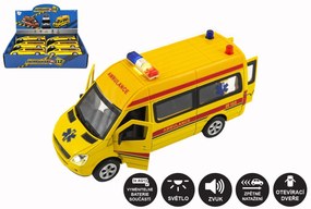 Auto ambulance záchranáři kov/plast 15cm na bat. se světlem se zvukem na zpětné natažení