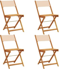 Skládací židle 4 ks, béžová látka a masivní dřevo 3214619
