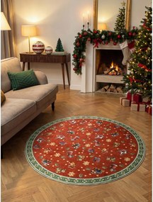 Červený/zelený kulatý koberec s vánočním motivem ø 160 cm Toy's Delight Nostalgic Noel Red Green – Villeroy&amp;Boch