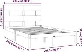 Rám postele černý masivní dřevo 200 x 200 cm 3104697