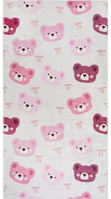 Růžový/slonovinový pratelný dětský koberec 80x150 cm Cute Teddies Pink – Vitaus