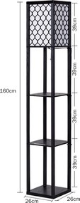 Costway Polička na stojací lampu Moderní interiérové osvětlení s 3 úrovňovou