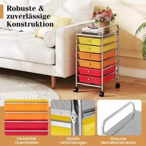 Costway Pojízdný vozík s 6 stohovatelnými zásuvkami a kolejnicemi s hladkým
