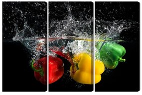Vícedílný obraz Papriky Ve Vodě Nedostatek Nedostatek Přírodní plátno 180x120