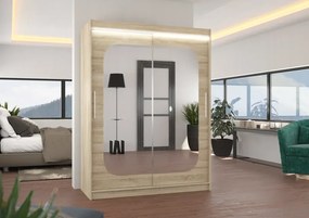 Posuvná skříň se zrcadlem a LED osvětlením CLEVER 150