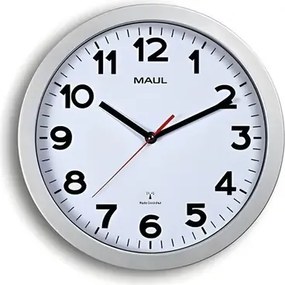 Maul Step bílá/stříbrná / Nástěnné hodiny / O 30 cm / Plast / Baterie