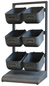 Granitová antik kovová police se 6-boxy - 27*23*57 cm