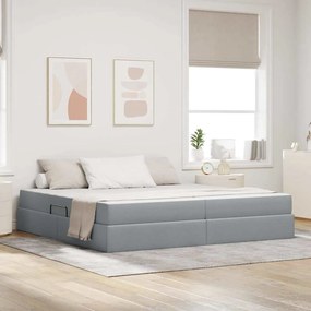 Postel s úložným prostorem a matrací Světle šedá 200 x 200 cm 3399682