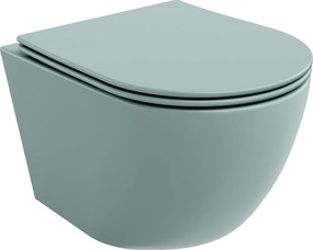Mexen Lena závěsná WC mísa Rimless s pomalu padajícím tenkým prkénkem, duroplast, světle zelená matná - 30224048