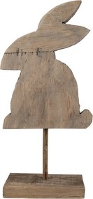 Hnědá antik dřevěná dekorace králík na podstavci - 14*8*30 cm