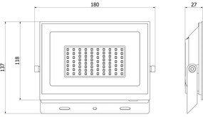Mexen Luxpro+ LED reflektor, 50W, studená - 6500K, 5500 lm, černá, L231-050-65-70