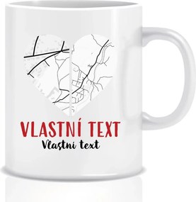 Personalizovaný klasický bílý keramický hrníček 300 ml - Dvě místa, jedno srdce