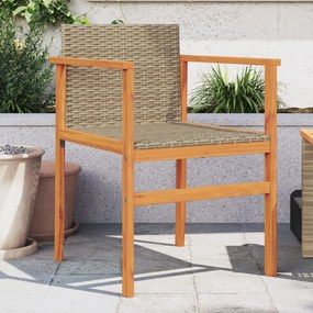 Zahradní židle 2 ks béžové polyratan a masivní dřevo,  368710