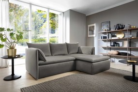 Rohová rozkládací sedací souprava do L GRANADA, 230 cm, s úložným prostorem Roh pohovky: Levý roh, Barva látky: Světle šedá (Riviera 91)