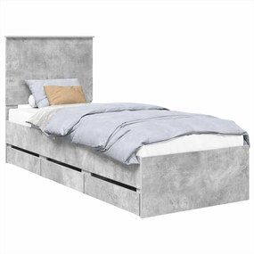 Rám postele s čelo Betonově šedá 75 x 190 cm Inženýrské dřevo 3411169