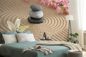 Fototapeta Zen zahrada a kameny v písku - 375x250 cm