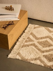 Sinsay - Tuftovaný koberec s geometrickým vzorem a třásněmi - krémová