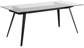 Jídelní stůl se skleněnou deskou Industriální Černý MORALEZ