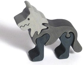 Fauna Dřevěné vkládací puzzle z masivu malý vlk