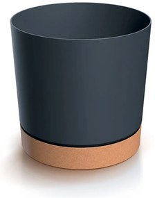 Květináč TUBOS PM s miskou antracitový/hnědý matný