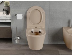 Mexen Rico, závěsná toaletní mísa 480x360x370 mm s pomalu padajícím sedátkem, cappuccino matná, 30724064
