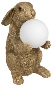 Stolní lampa ve tvaru zlatého zajíčka držícího žárovku – 27x19x35 cm