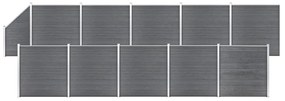 vidaXL Plotová sada WPC 10 čtvercových + 1 šikmý díl 1830x186 cm šedá