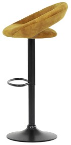 Barová židle AUB-822 YEL4 sametová látka žlutá, kov černý lak mat