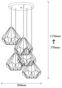 Závěsný lustr s 5 žárovkami Diamond III černý