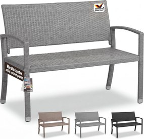 Umělý ratan Zahradní lavice šedý 122x58x87cm