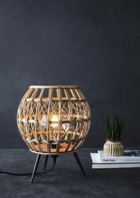 Ratanová stolní lampa Rattan, přírodní barva, dřevo, kov