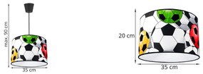 Dětské závěsné svítidlo Soccer, 1x textilní stínítko se vzorem, (výběr ze 3 barev konstrukce)
