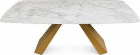 Jídelní stůl ARABESCATO – 200 × 100 cm, keramická deska 12 mm, zlatá podnož ANCONA M