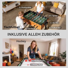 SPORTNOW 5-v-1 víceherní stůl, 53 díly příslušenství, stolní fotbal, stolkohokej, stolní tenis, billiard, basketbal, ořech