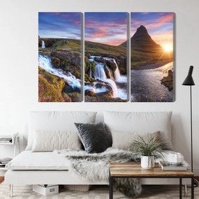Vícedílný obraz Kirkjufell Hora S Vodopády Nedostatek Nedostatek Přírodní plátno 150x100