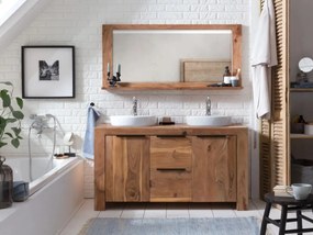 furniture-nabytek.cz - Skříňka pod umyvadlo Osvaro akácie - Černé kovové úchyky