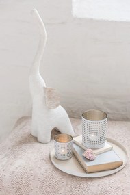 Skleněné svícny na čajovou svíčku béžový a bílý - 7,3*7,3*8 cm