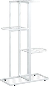 4patrový stojan na květiny 43 x 22 x 76 cm bílý kov 336109