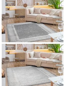 koberec MATEO 8033/644 Moderní řecký, vzor rámu strukturální šedá velikost 160x220 cm | krásné koberce cz