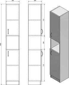 Aqualine, SIMPLEX ECO vysoká skříňka 30x180x30cm, SIME320