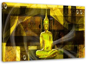 Obraz na plátně Buddha Zen žlutý - 100x70 cm